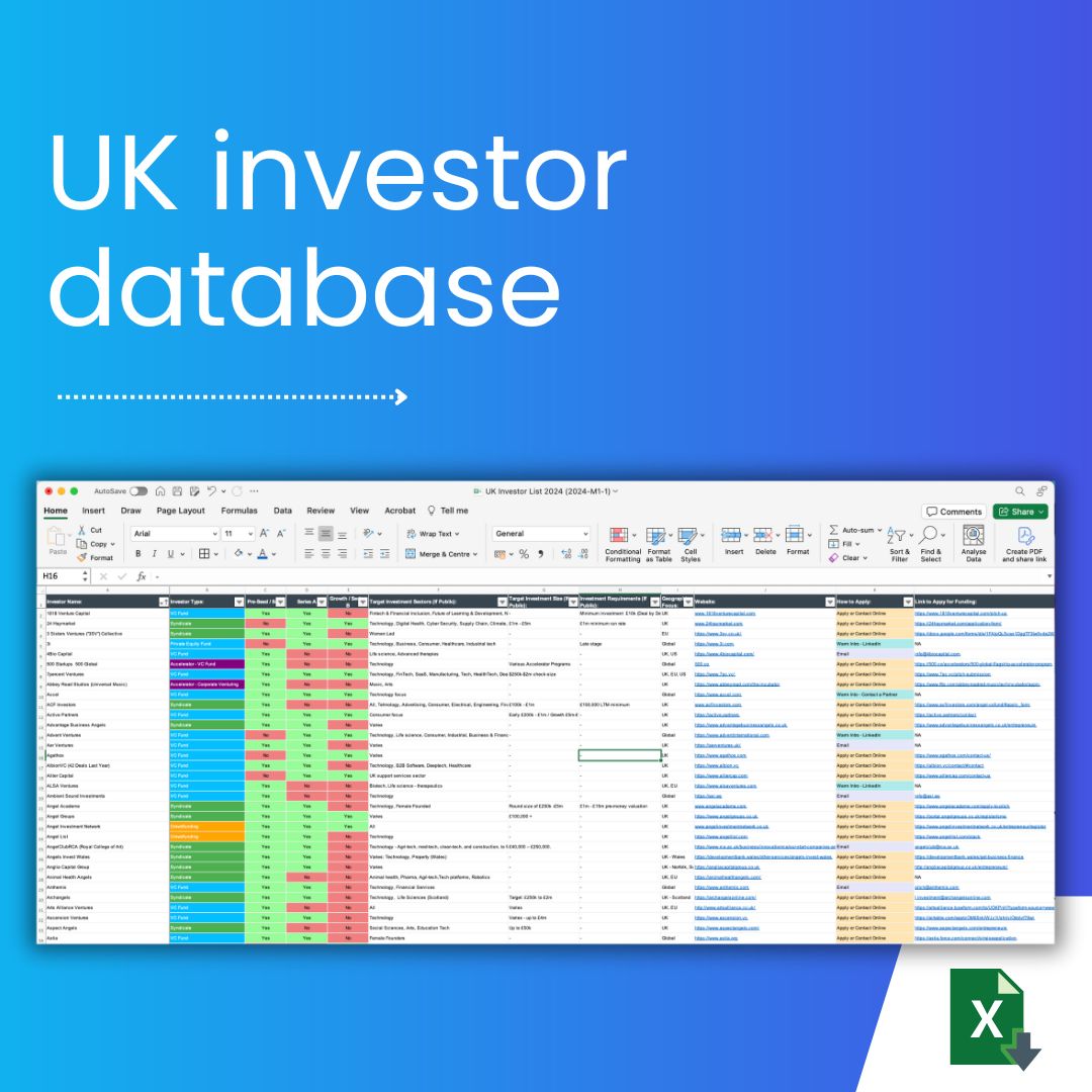 PitchBuilder Investor List UK (Excel Download)